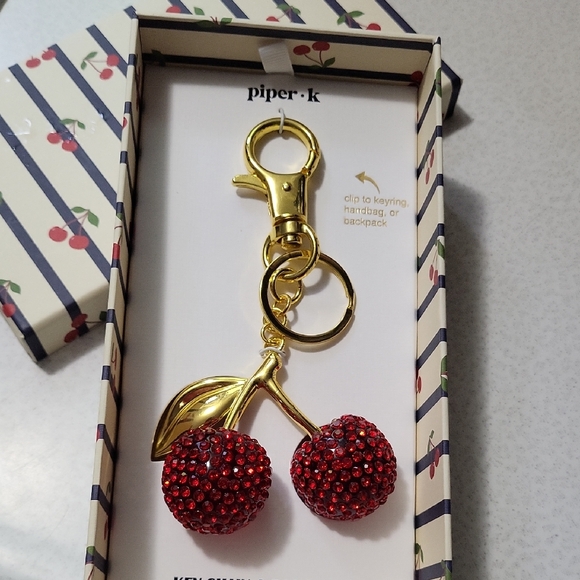 Piper K | Jewelry | Cherries Piper Sparkle Key Card Holder Bag Charm ...